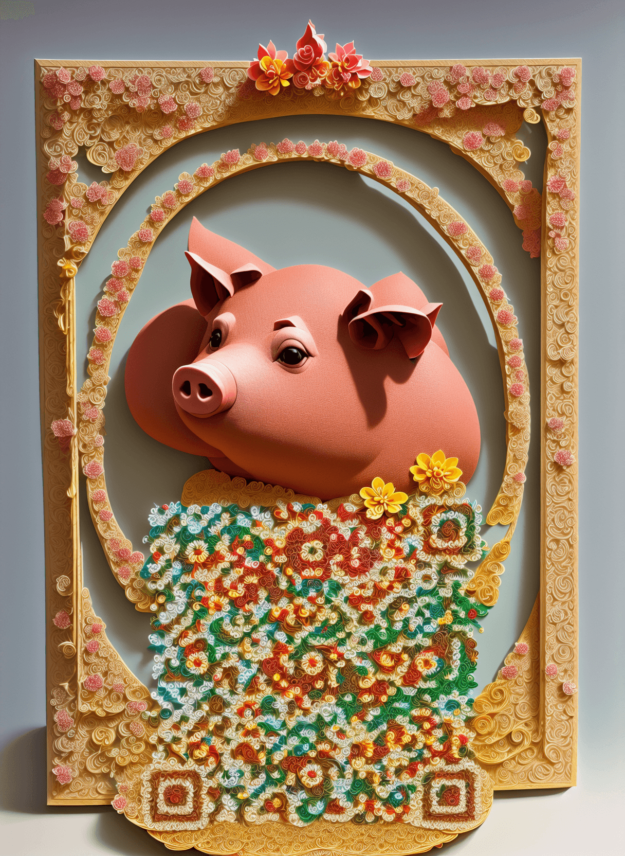 seanp_ai | a cute Pig BREAK Flowers 814